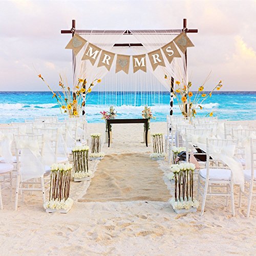 FQTANJU MR and MRS Burlap Flag, Linen, Natural fiber, Environmental, Protection, 8 Pcs Flag / Set.