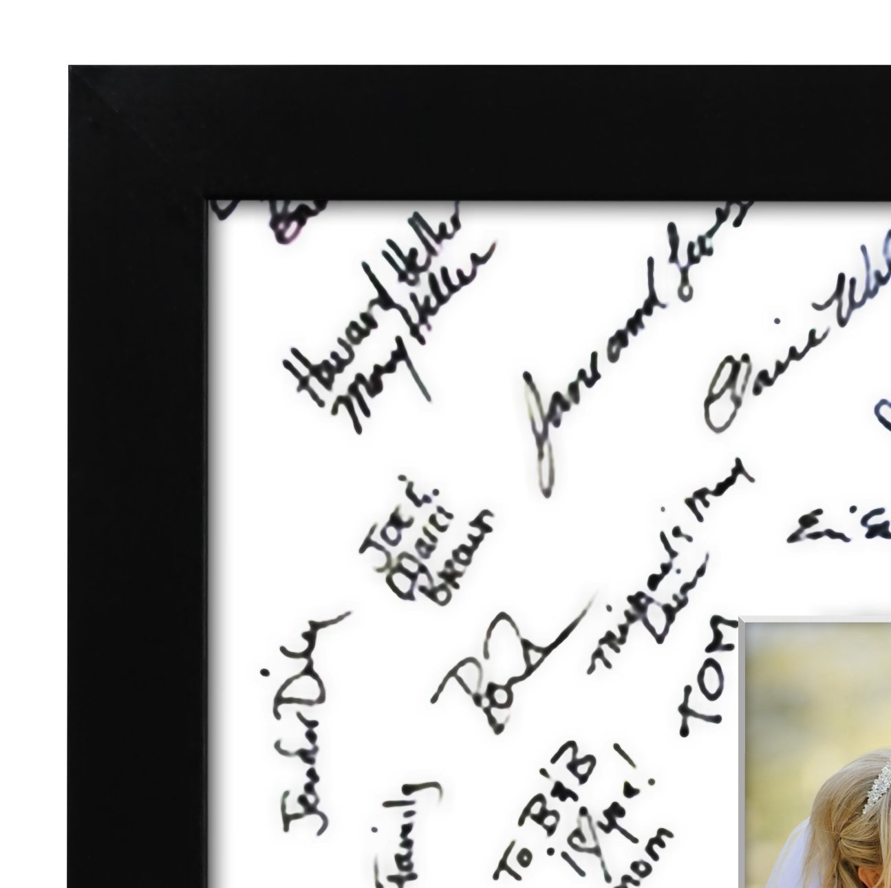 Americanflat 14x14 Wedding Signature Frame with Shatter-Resistant Glass - Set of 2 - Use as 5x7 Frame with Mat or 14x14 Without Mat - Signature Collection - Autograph Frame for Wall Display - Black