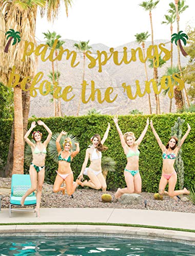 Palm Springs Before the Rings Banner Sign Garland Pre-strung for Destination Bachelorette Party Bridal Shower Decorations