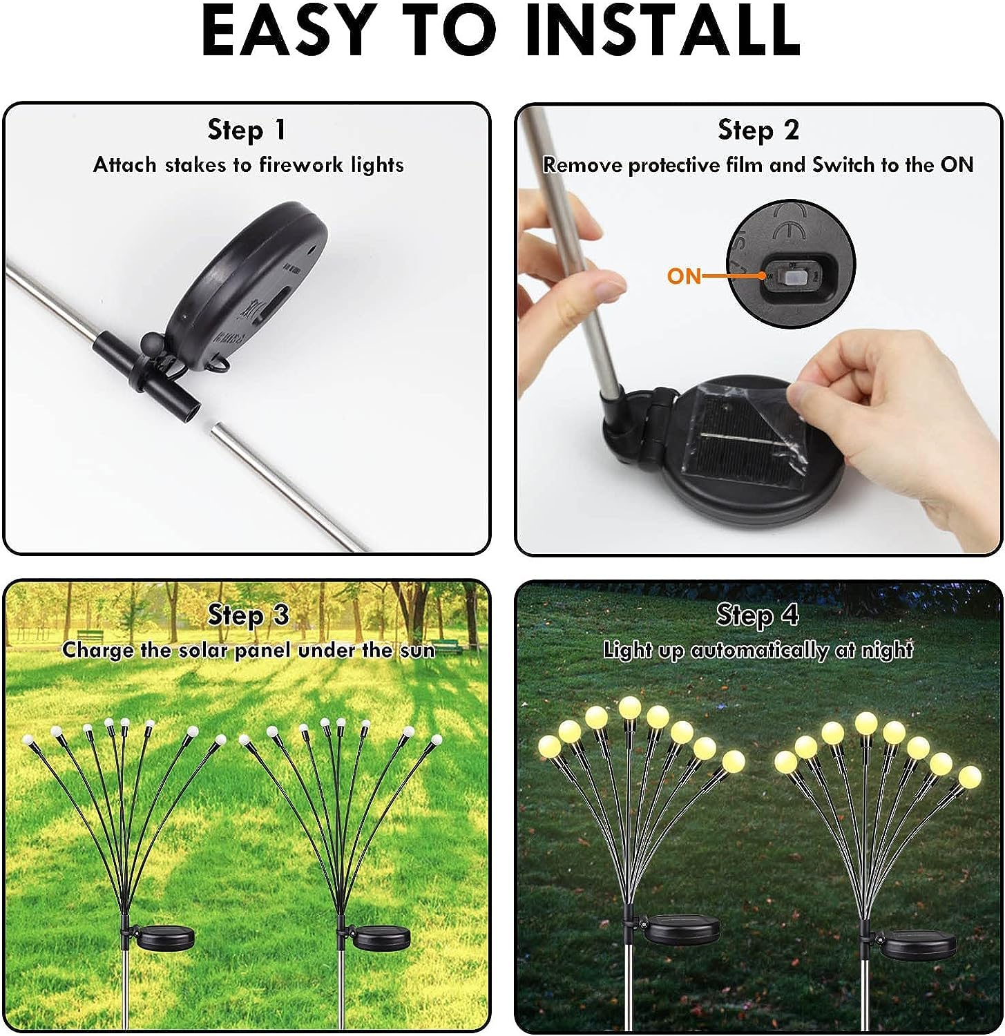 OZS πππππ€ ππ¨πππ₯ πππππ Solar Garden Lights - Solar Firefly Lights Outdoor Solar Swaying Light Sway by Wind Solar Fairy Lights Outdoor Waterproof for Patio Garden Decoration (Warm White)