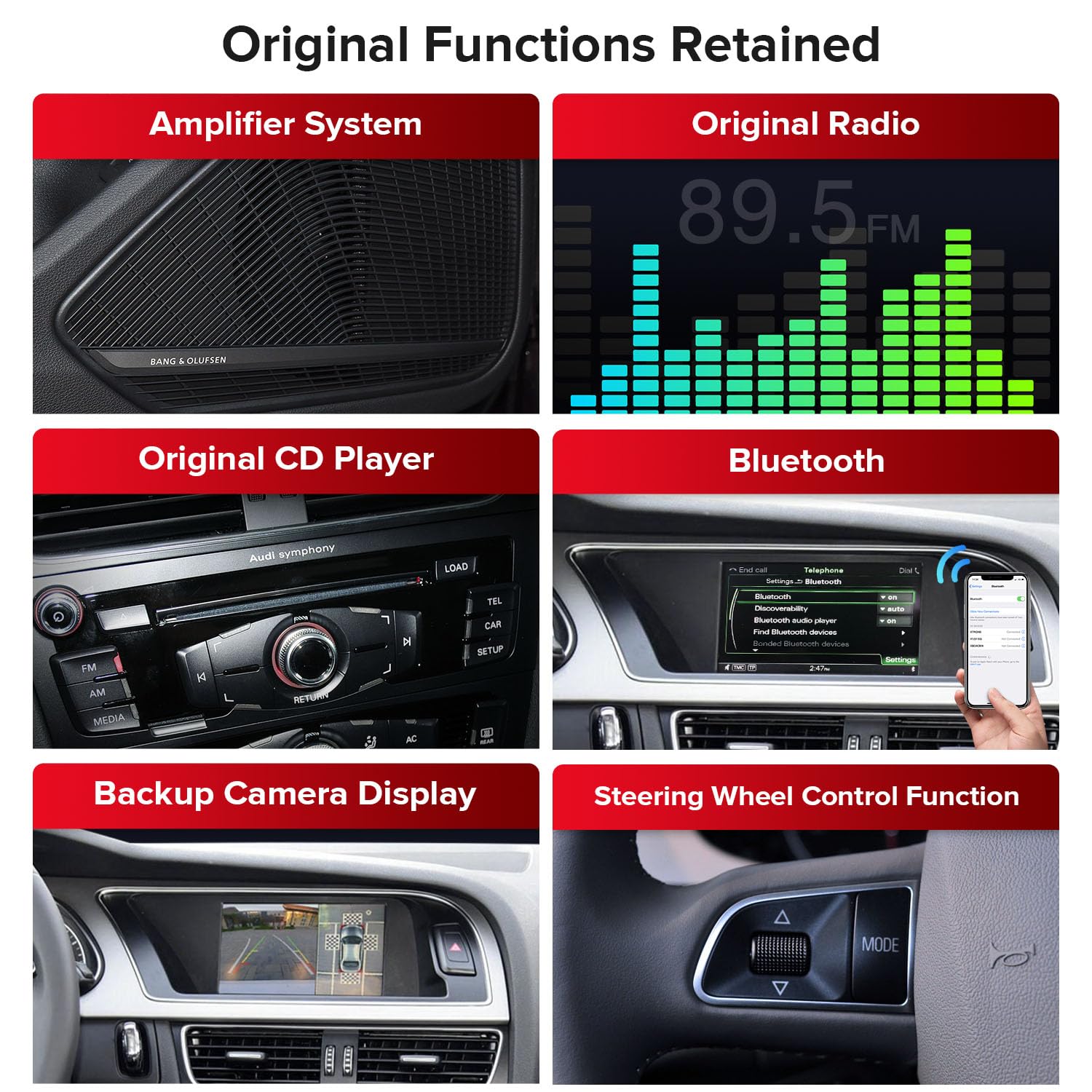 XTRONS 12.3 Inch Android 13 Car Stereo for Audi A4 S4 RS4 A5 S5 RS5 B8, IPS Touch Screen 4+64GB Global 4G Car Radio GPS Navigation Support Wireless Car Play Android Auto