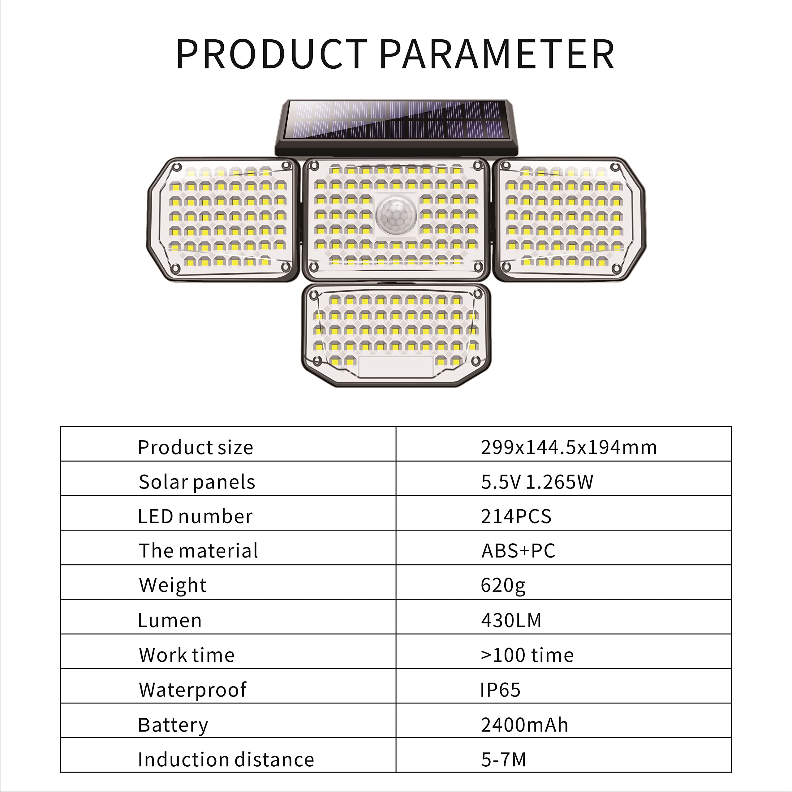 UNITXIN Solar Motion Sensor Lights 214 LED 4 Heads Adjustable 3000lm Ultra Bright Outdoor Waterproof Solar Powered Rotable Flood Light for Yard Garage Entryway Patio (2 Pack)