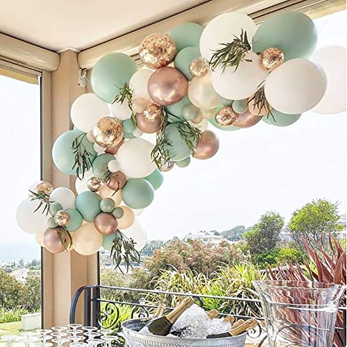 Sage Green Balloon Garland Arch Kit – 119 Pack With White Ivory Gold Metallic Confetti Latex Balloons ,18 inch Big Sage Green Balloon for Wedding Baby Shower Birthday Evening Decorations