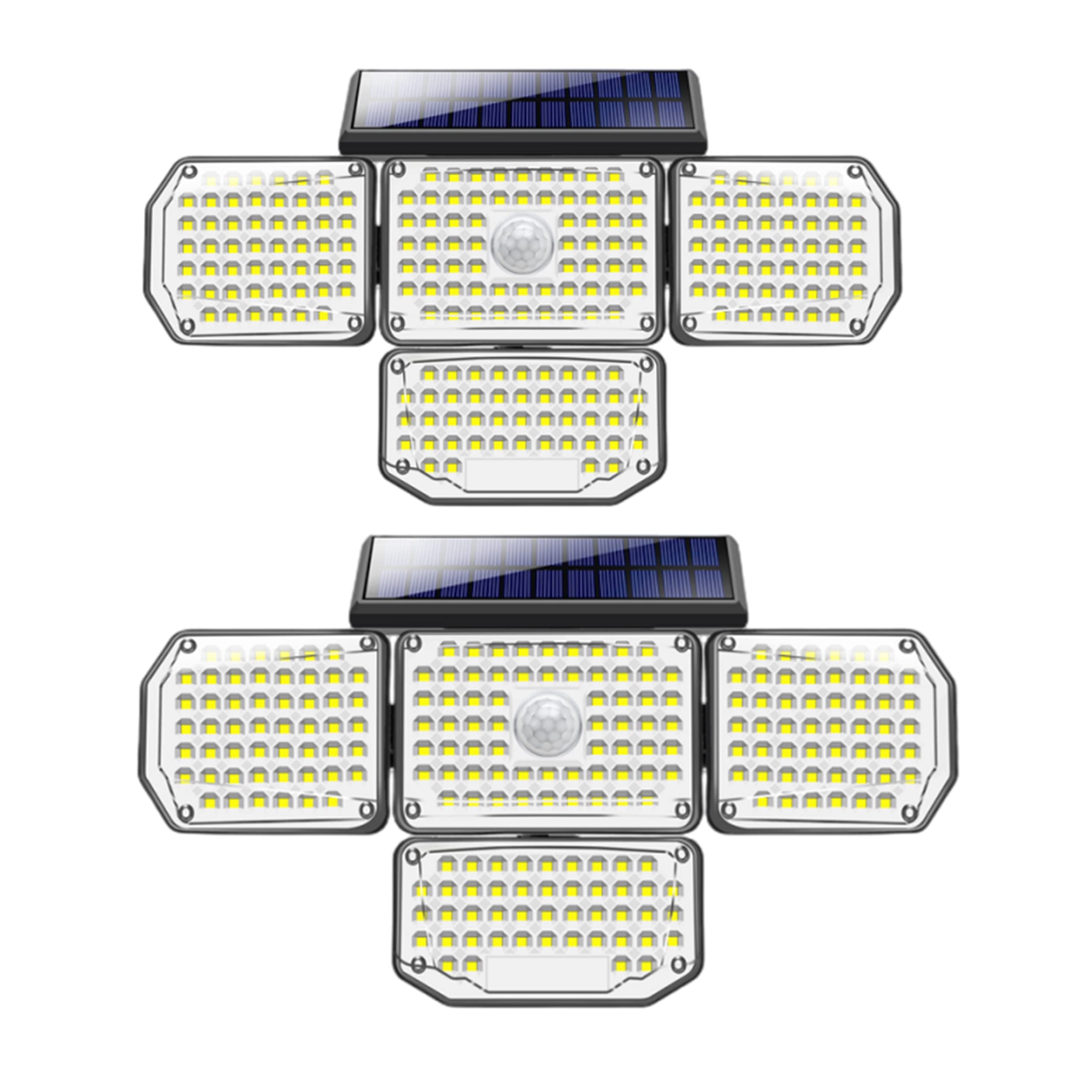 UNITXIN Solar Motion Sensor Lights 214 LED 4 Heads Adjustable 3000lm Ultra Bright Outdoor Waterproof Solar Powered Rotable Flood Light for Yard Garage Entryway Patio (2 Pack)