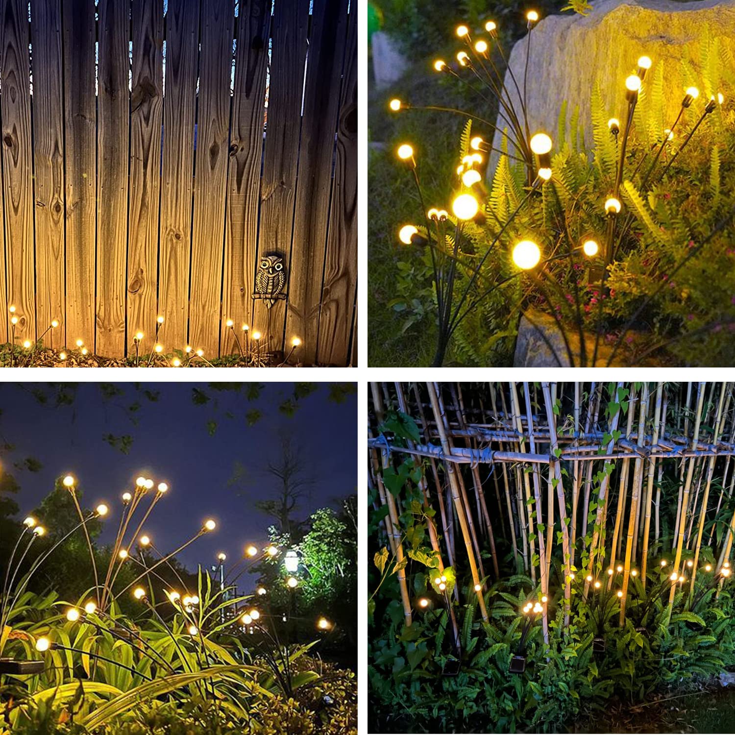 OZS πππππ€ ππ¨πππ₯ πππππ Solar Garden Lights - Solar Firefly Lights Outdoor Solar Swaying Light Sway by Wind Solar Fairy Lights Outdoor Waterproof for Patio Garden Decoration (Warm White)
