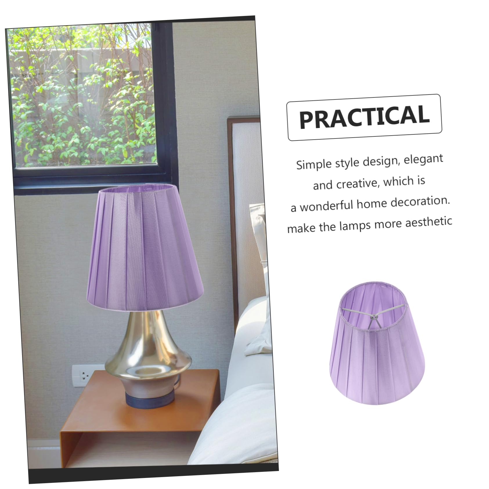 Purple Fabric Drum Lamp Shade for Table Lamps - Clip-on, 5.5x3.5x4.9 Inch