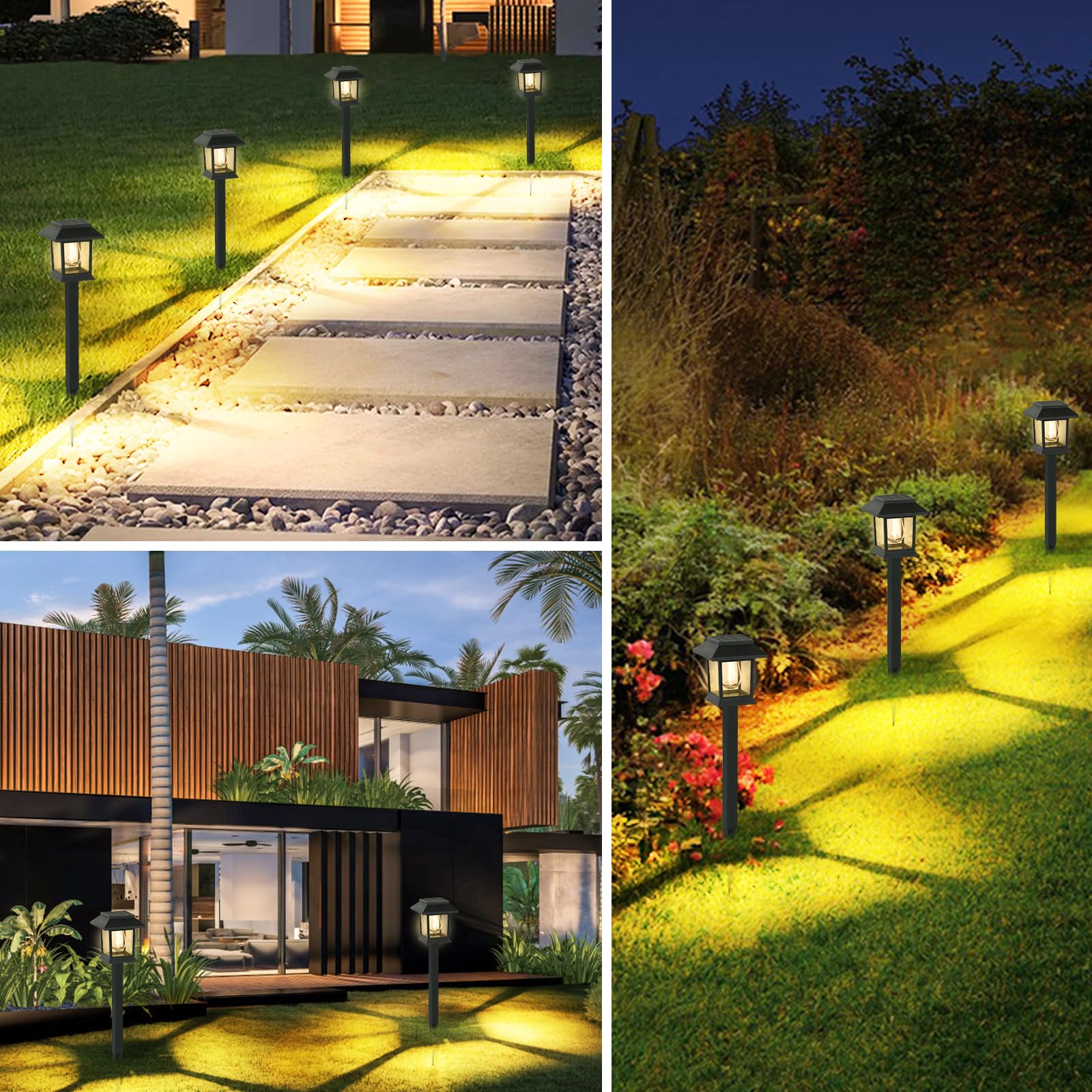 Solar Pathway Lights,10 Pack Waterproof Solar Garden Lights, Auto On/Off Solar Outdoor Lights for Your Garden, Landscape, Path, Yard, Patio, Driveway,Walkway Decor