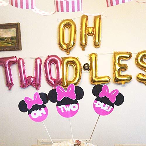 Oh TwoDles Balloons Mouse Second Birthday 2nd Banner Party Supplies Decorations for Girl Boy Baby Bday