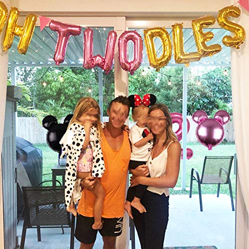 Oh TwoDles Balloons Mouse Second Birthday 2nd Banner Party Supplies Decorations for Girl Boy Baby Bday