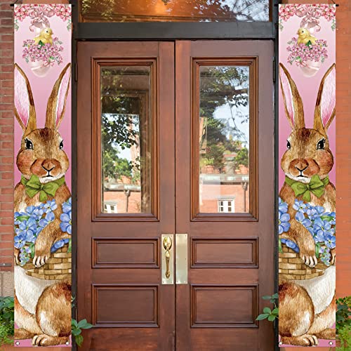 Happy Easter Decorations Easter Bunny Font Porch Weclome Sign Easter Rabbit Banner Religious Jesus Easter Decoration and Supplies for Home Party