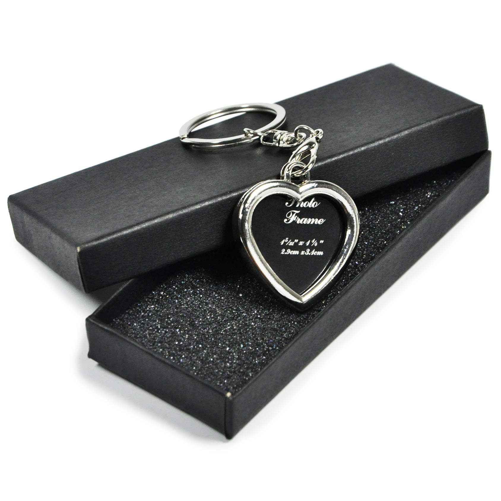 Elechobby Photo Keychain Keyring Picture Frames Commemorative Keychains (Silver Heart), Medium