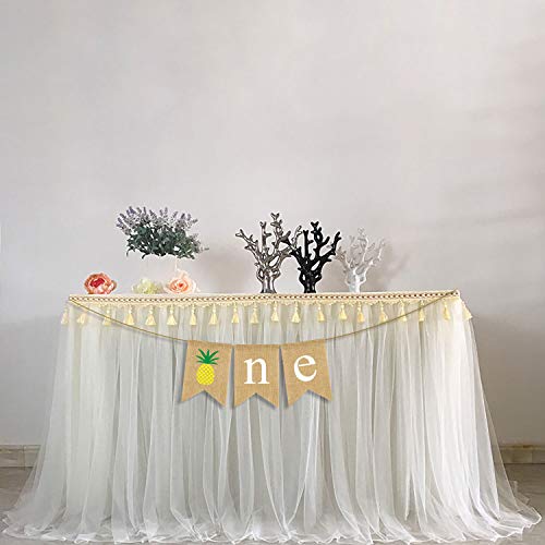 Jute Burlap One Banner with Pineapple Boy Girl 1st Birthday Highchair Banner Summer Party Decoration