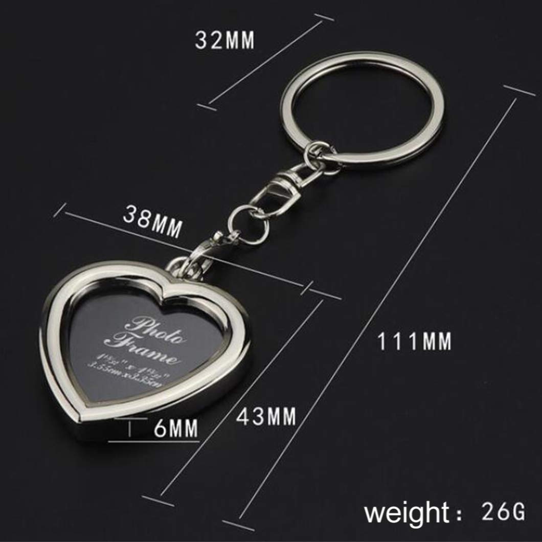 Elechobby Photo Keychain Keyring Picture Frames Commemorative Keychains (Silver Heart), Medium