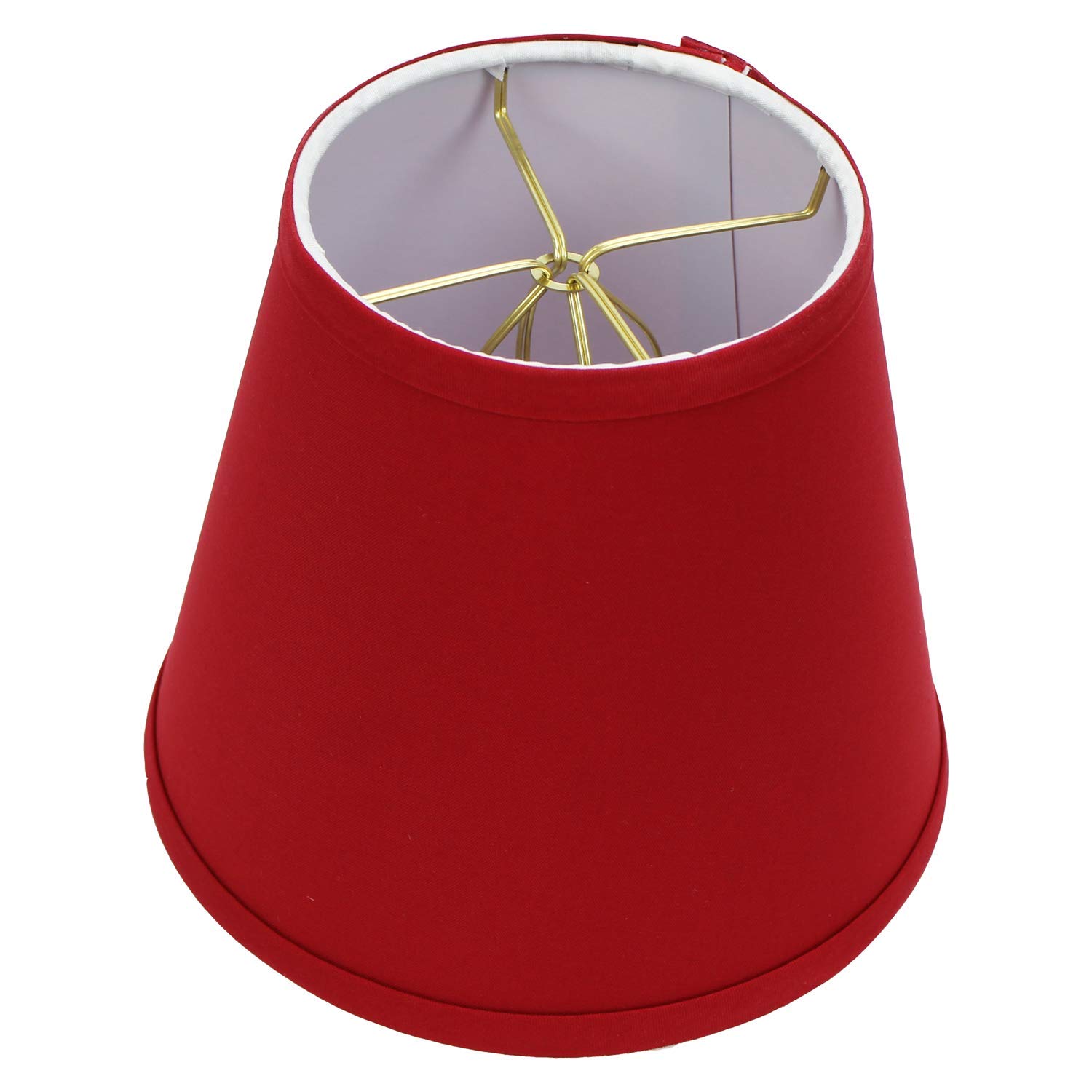 FenchelShades.com 5" Top by 8" Bottom by 7" Slant Height Fabric Barrel Lampshade Double Clip-On Attachment (Rich Red)