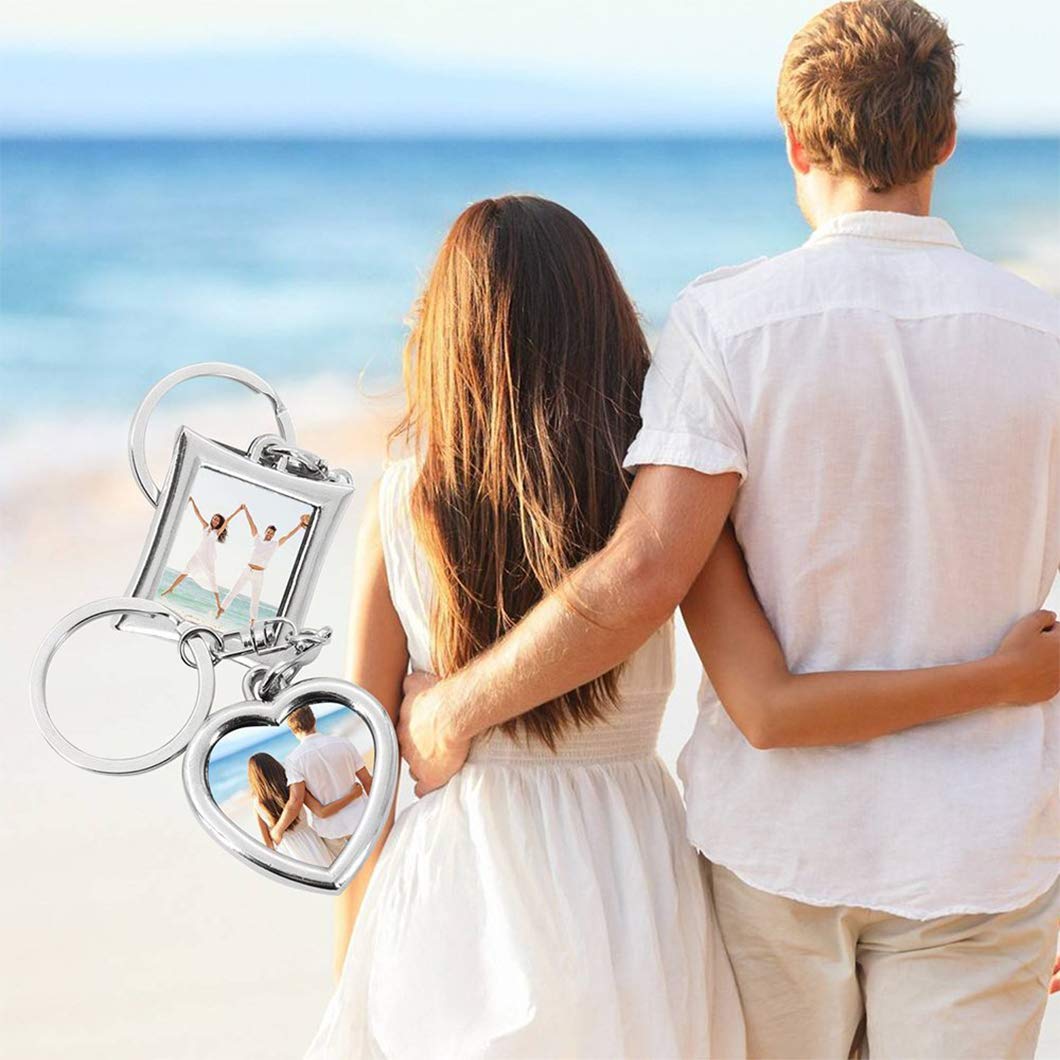 Elechobby Photo Keychain Keyring Picture Frames Commemorative Keychains (Silver Heart), Medium