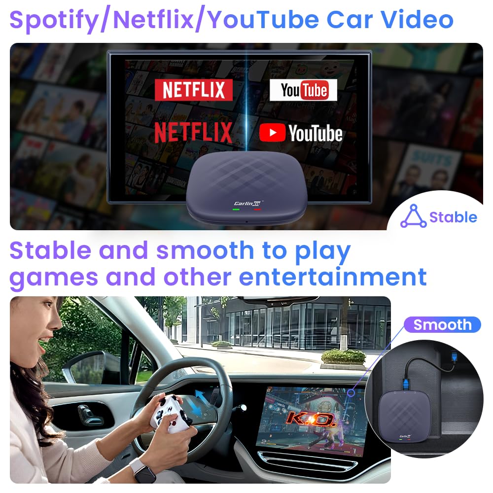 Carlinkit CarPlay Ai Box Android 13.0 System Wireless CarPlay Android Auto QCM6125 8-core 8G+128G, Multimedia Box Spotify/Netflix/YouTube Car Video, GPS+Glonass/Google Play Download Apps