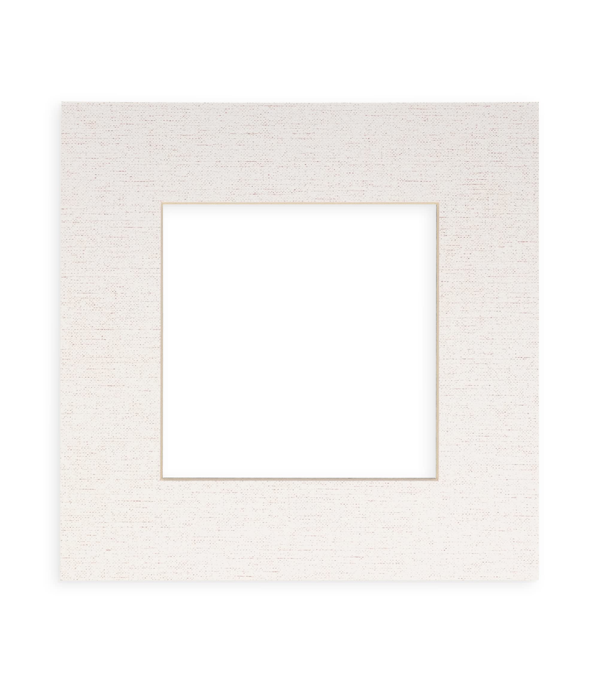 12x12 Mat Bevel Cut for 8x8 Photos - Precut White Linen Canvas Square Shaped Photo Mat Board Opening - Acid Free Matte to Protect Your Pictures - Bevel Cut for Family Photos, Pack of 1 Matboard