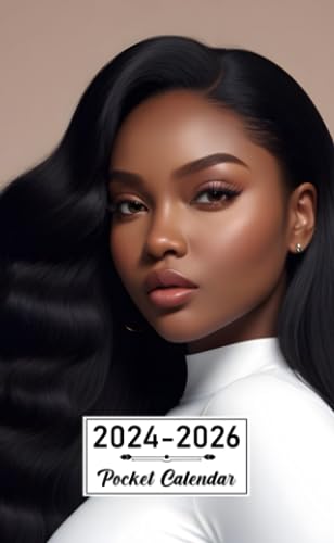Pocket Calendar 2024-2026: Two-Year Monthly Planner for Purse , 36 Months from January 2024 to December 2026 | Fashion nova model | Melanin skin | Thicc | Sleek hair