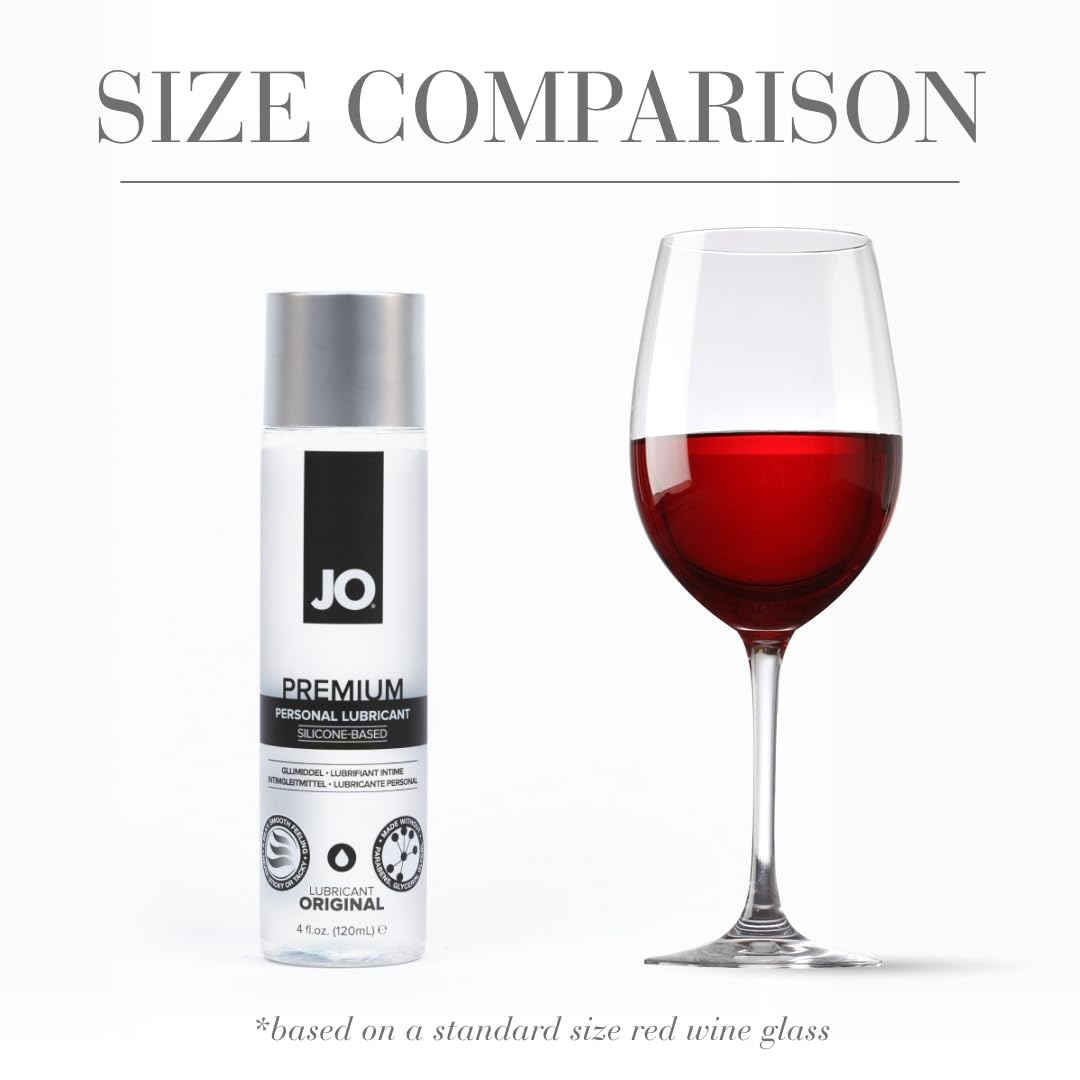 JO Premium Original Silicone Based Lubricant, Long Lasting Silky Smooth Lube for Men, Women and Couples, 4 Fl Oz