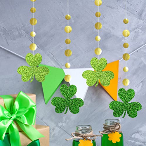 ABOOFAN Patricks Day Shamrock Decorations: 12pcs Lucky Irish Clover Steamers Four Leaf Shamrock Backdrop Banner Hanging Irish Birthday Wedding Baby Shower