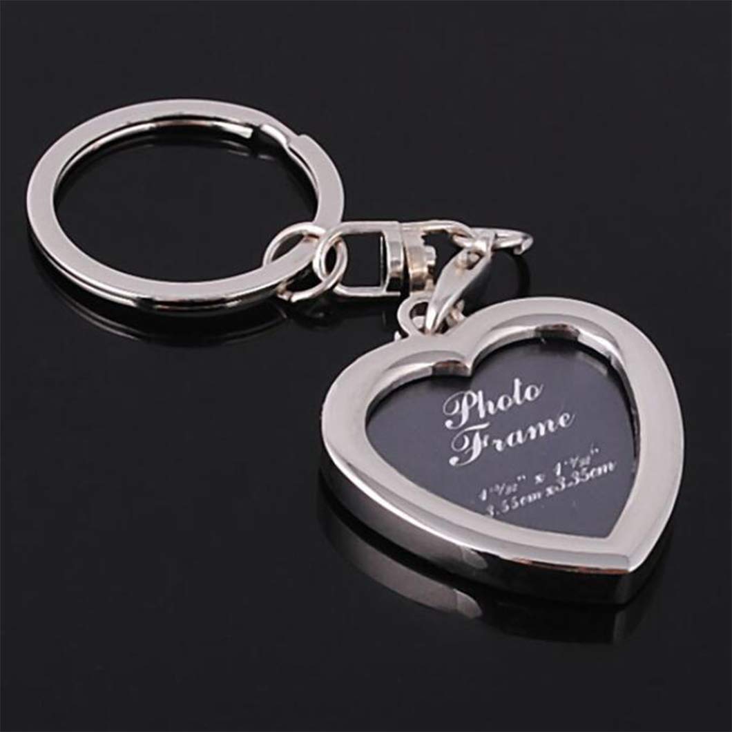 Elechobby Photo Keychain Keyring Picture Frames Commemorative Keychains (Silver Heart), Medium