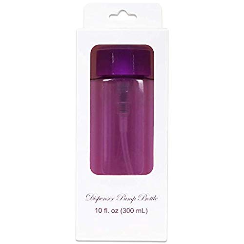 10oz PANA Purple Push-Down Dispenser Bottle - 1 Bottle - Empty Refillable Pump Bottle for Nail Polish Remover Liquid