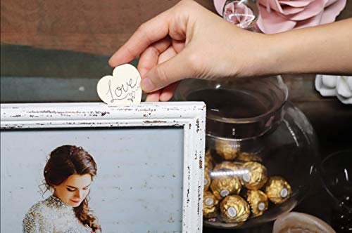 PMPX Wedding Guest Book Alternative Vintage Drop Top Frame with Stand, 90 Wood Hearts, Matching Box with Message Inside The Lid. Weddings, Bridal or Baby Shower, Anniversary, or Special Event.