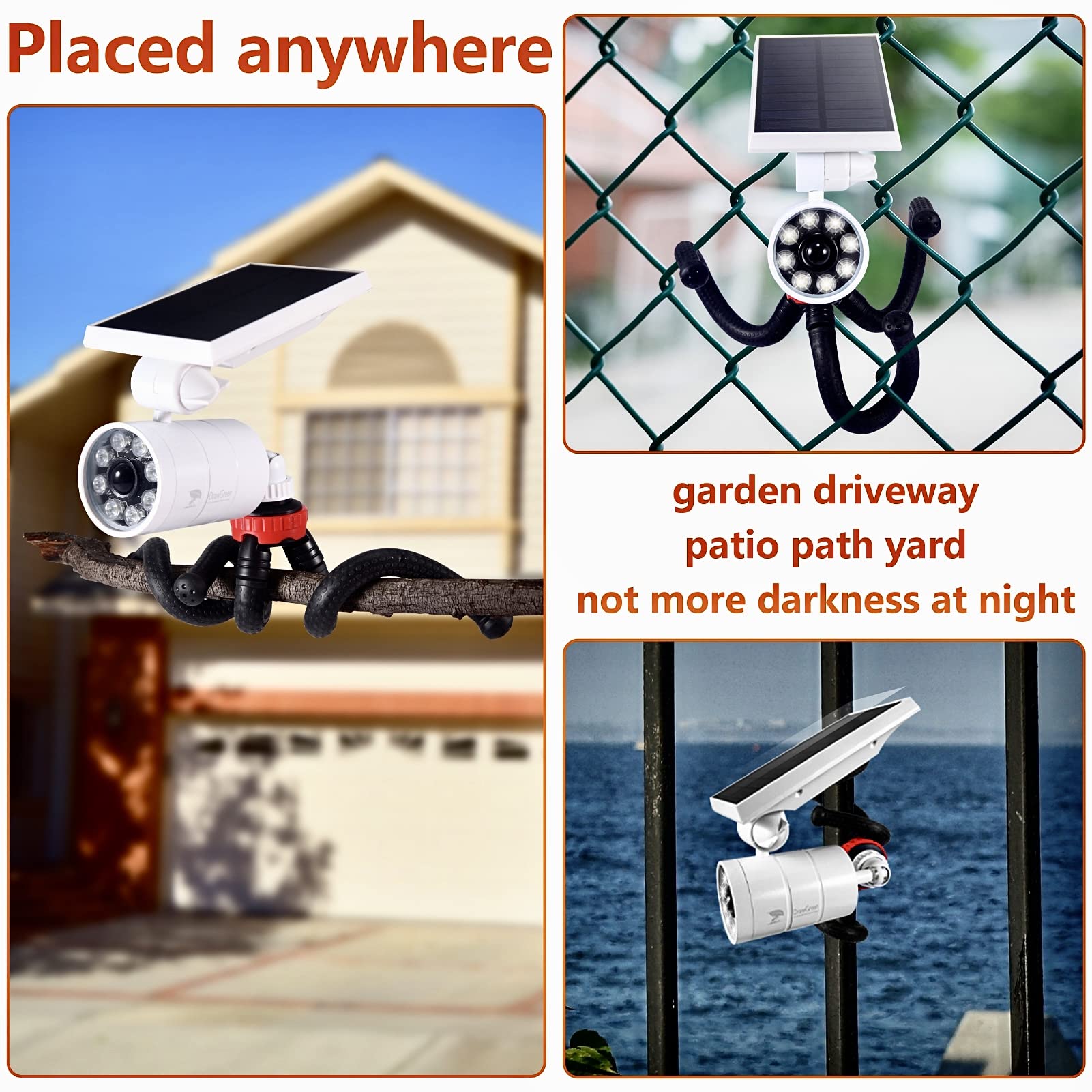 Camping Motion Sensor Light Outdoor Waterproof Aluminum, 9W 1400LM (130W Equi.) Solar Camping Lights, Solar Power Motion Sensor Flood Led Spotlight for Camp Porch Deck Path Patio Yand Post Step