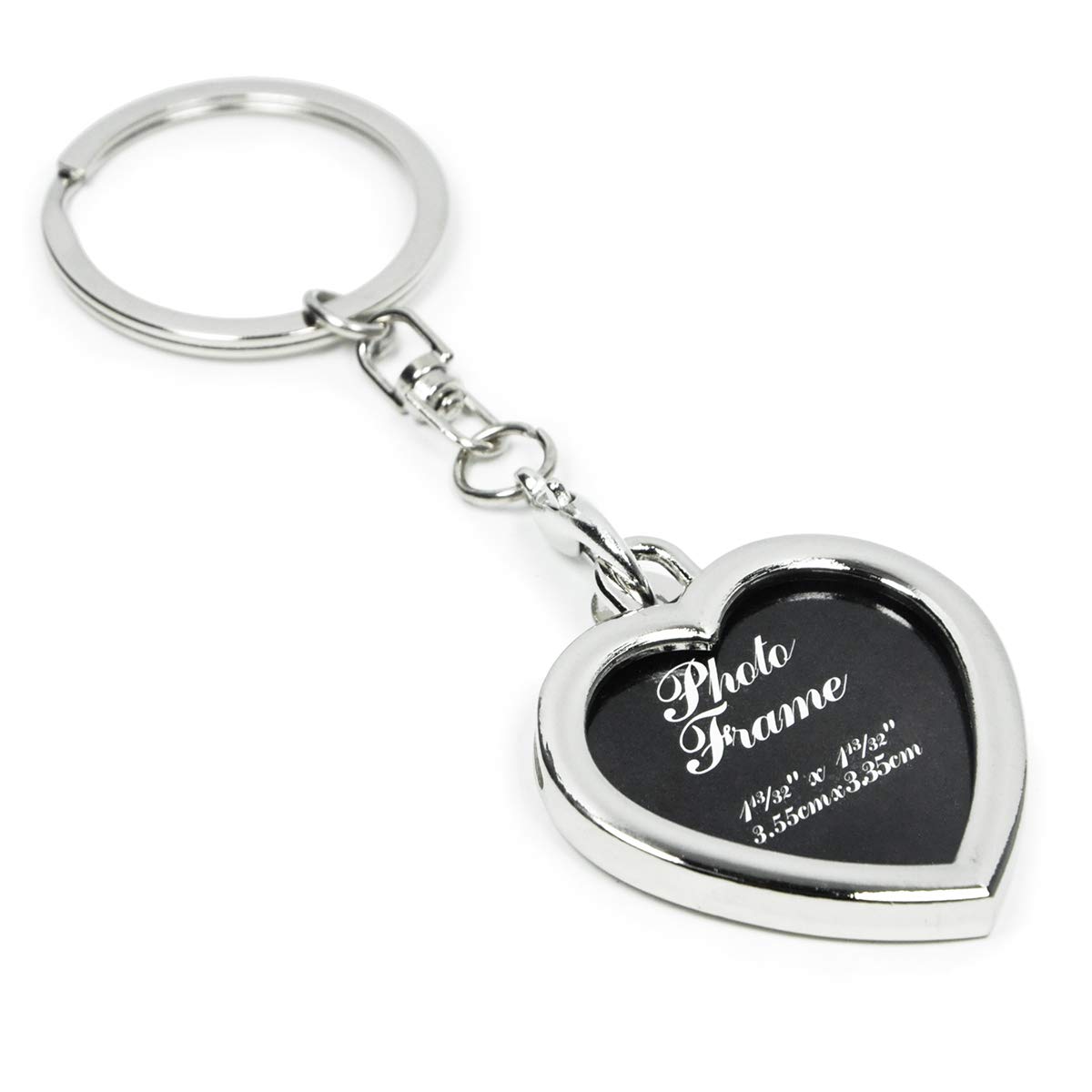 Elechobby Photo Keychain Keyring Picture Frames Commemorative Keychains (Silver Heart), Medium