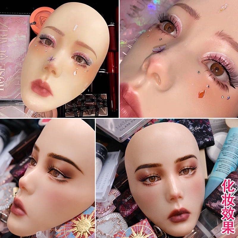3D Reusable Makeup Practice Face, Silicone Makeup Mannequin Face for Beginners and Makeup Artists