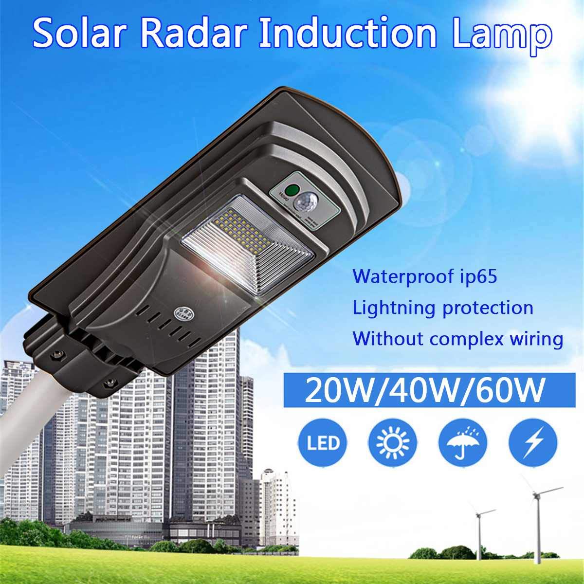 20W/40W/60W LED Solar Power Street Light PIR Motion Sensor Wall Light Waterproof Outdoor Garden Road Pathway Lamp (40w)