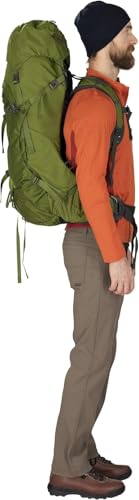 Osprey Aether 55L Men's Backpacking Backpack, Garlic Mustard Green, S/M