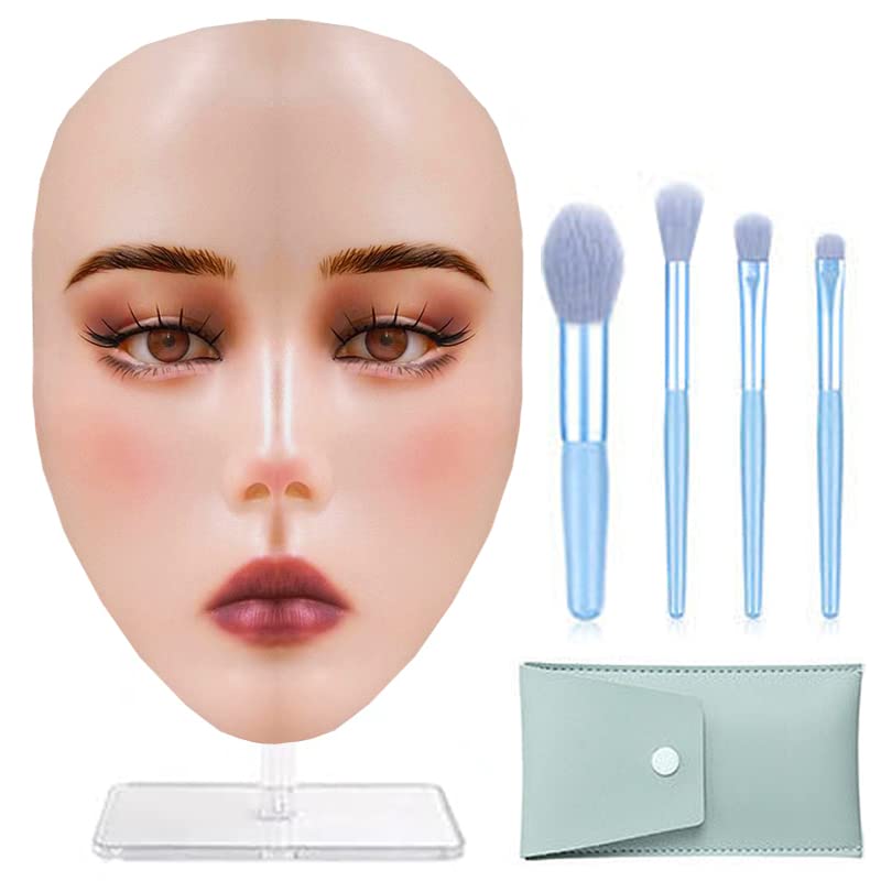 3D Reusable Makeup Practice Face, Silicone Makeup Mannequin Face for Beginners and Makeup Artists
