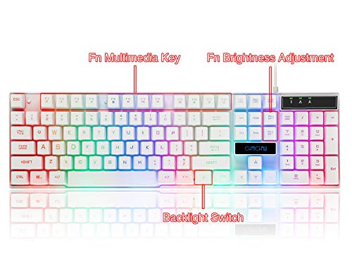 CHONCHOW Gaming Keyboard and Mouse LED Backlit Combo (White)