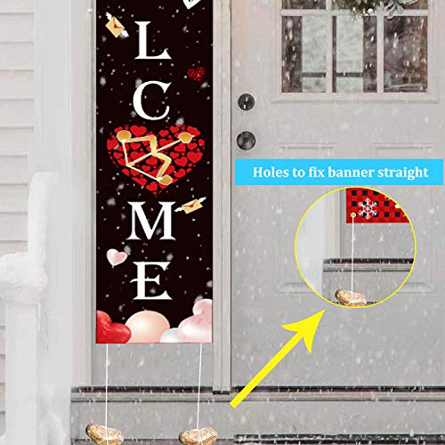 DmHirmg Valentine's Day Porch Banner,Hanging Porch Sign, Hanging Decorations for Home Outdoor Decor (Black)