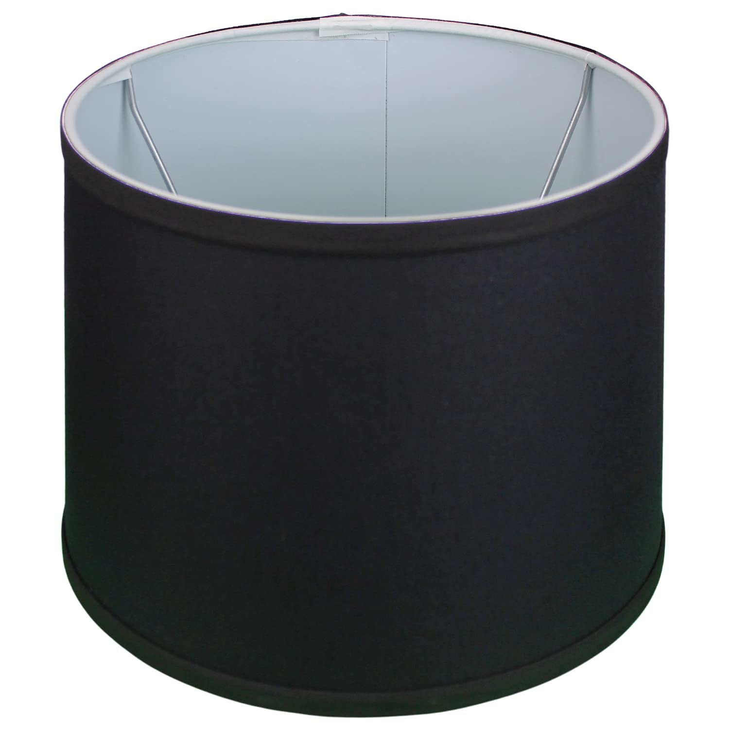 FenchelShades.com Drum Lampshade 9" Top Diameter x 10" Bottom Diameter x 7.5" Slant Height with 6" Drop Slip Uno Attachment (Linen Black)
