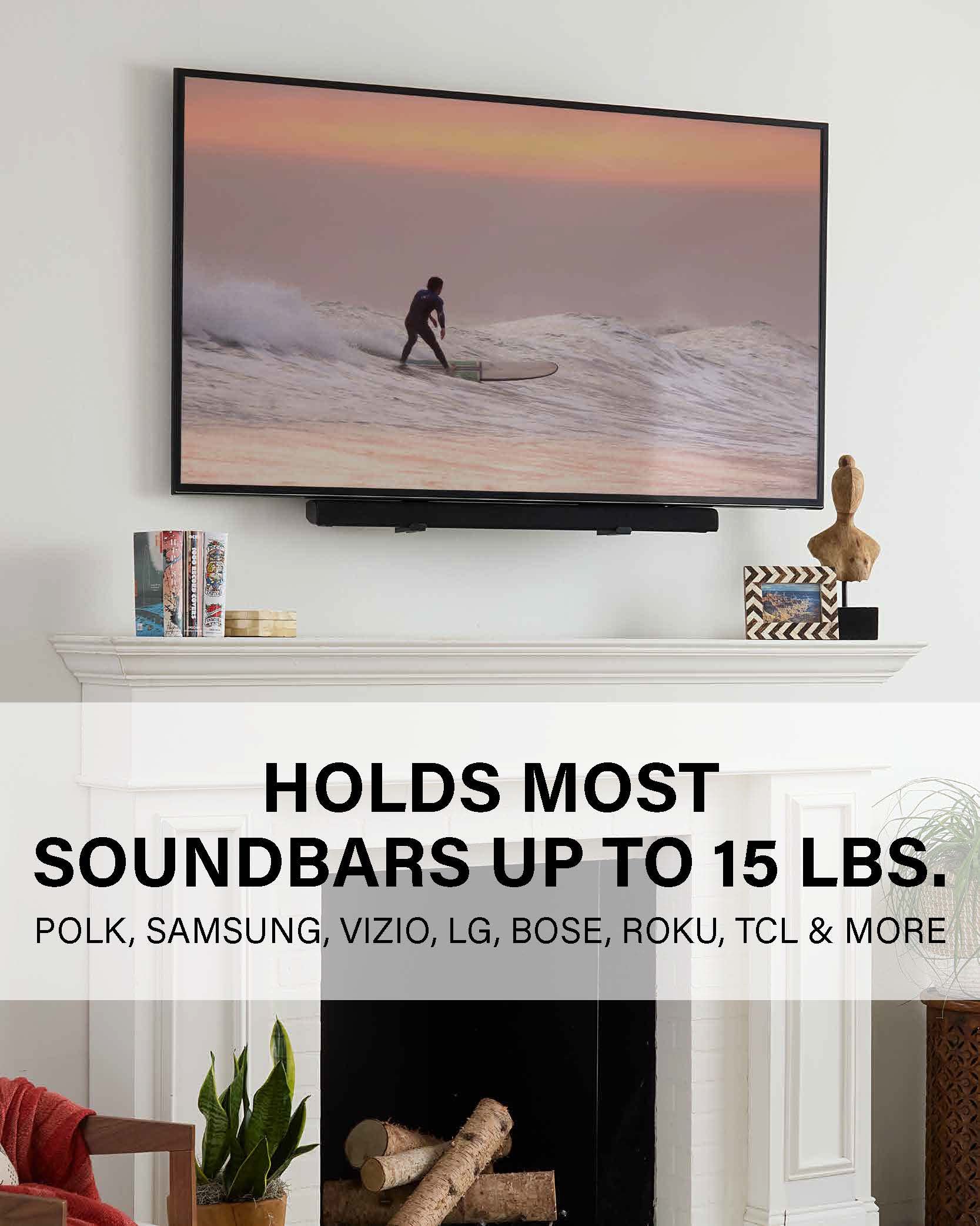 Sanus Universal Soundbar TV Mount Kit for Mounting Soundbars Under TV - Fits Most Sound Bars Up to 15 Lbs - Easy Install & Full Motion Capability - SOA-SBM2
