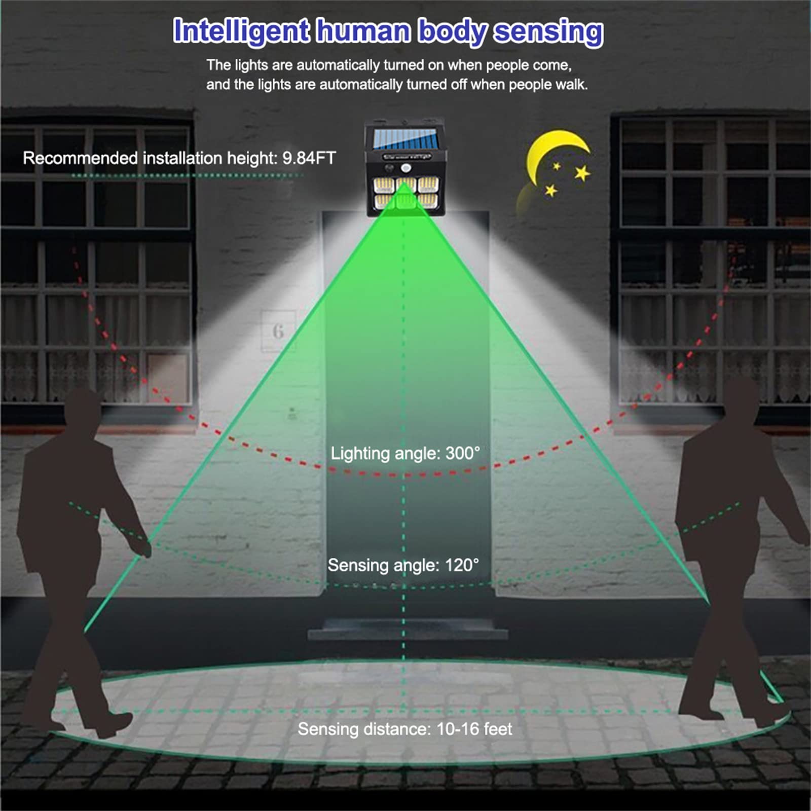 IZENGATE Solar Lights Outdoor, PIR Motion Sensor 3 Modes Solar Security Lights IP65 Waterproof Solar Lights Outdoor Solar Wall Lights for Front Door, Backyard, Garage, Deck, Pathway,Porch (112LED)