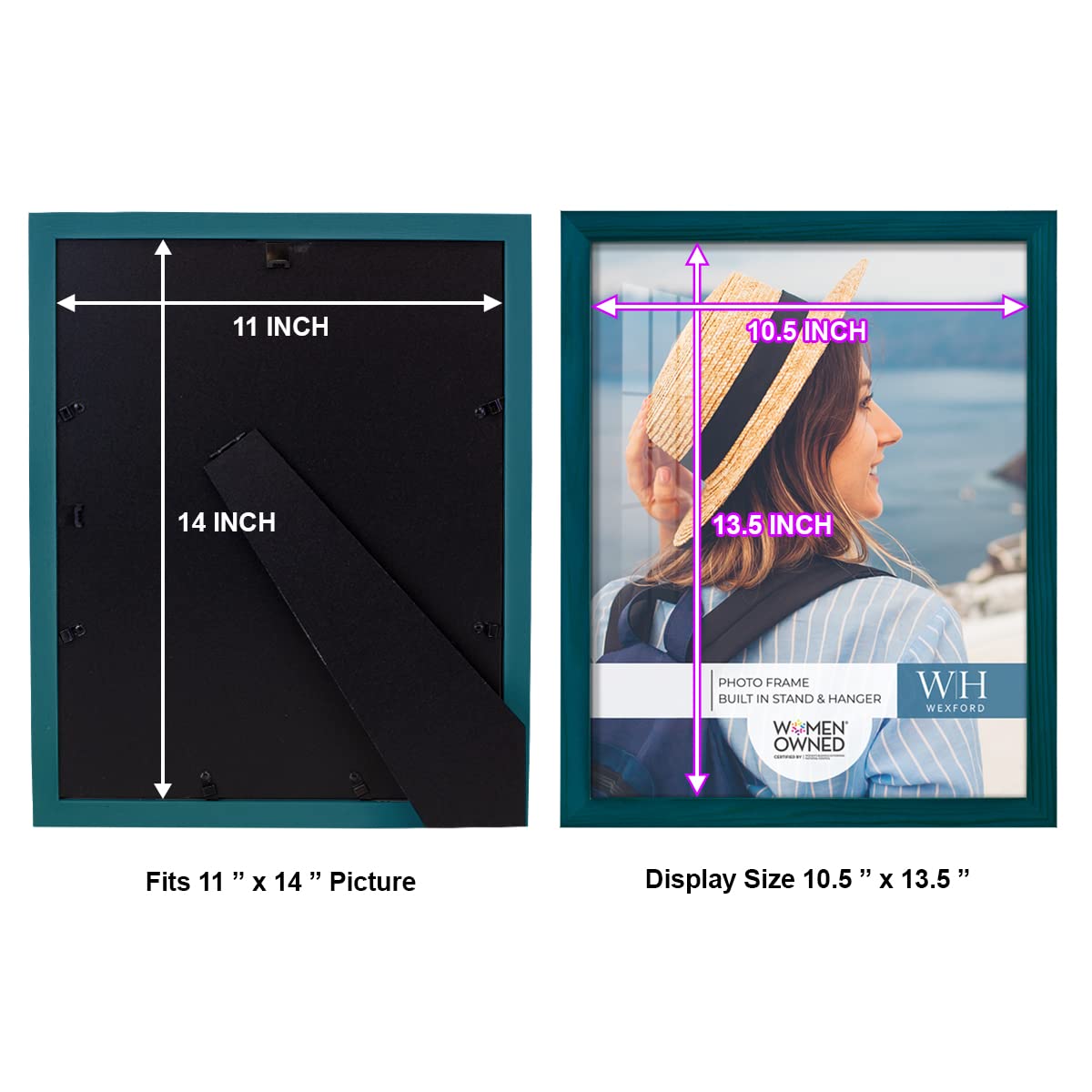 Renditions Gallery 11x14 inch Picture Frame Ocean Blue Wood Grain Frame, High-end Modern Style, Made of Solid Wood and High Definition Glass for Wall and Tabletop Photo Display