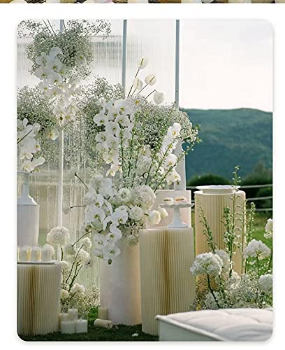 Foldable Paper Columns Display Pedestals Stands for Wedding Engagement Birthday Party Decoration (Cream White, L+XL+XXL (D12"))