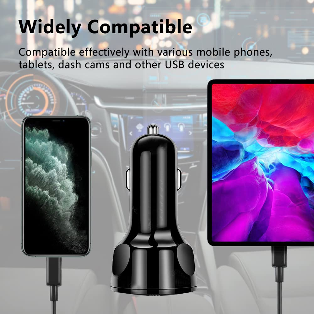 Fast Charging 6 Ports Car Phone Charger Adapter,QC3.0/3.1A Type Smart Shunt Cigarette Lighter USB Charger Compatible with iPhone 14 13 12,S22 S21 S20,iPad Pro& All Mobil Phone (Black)