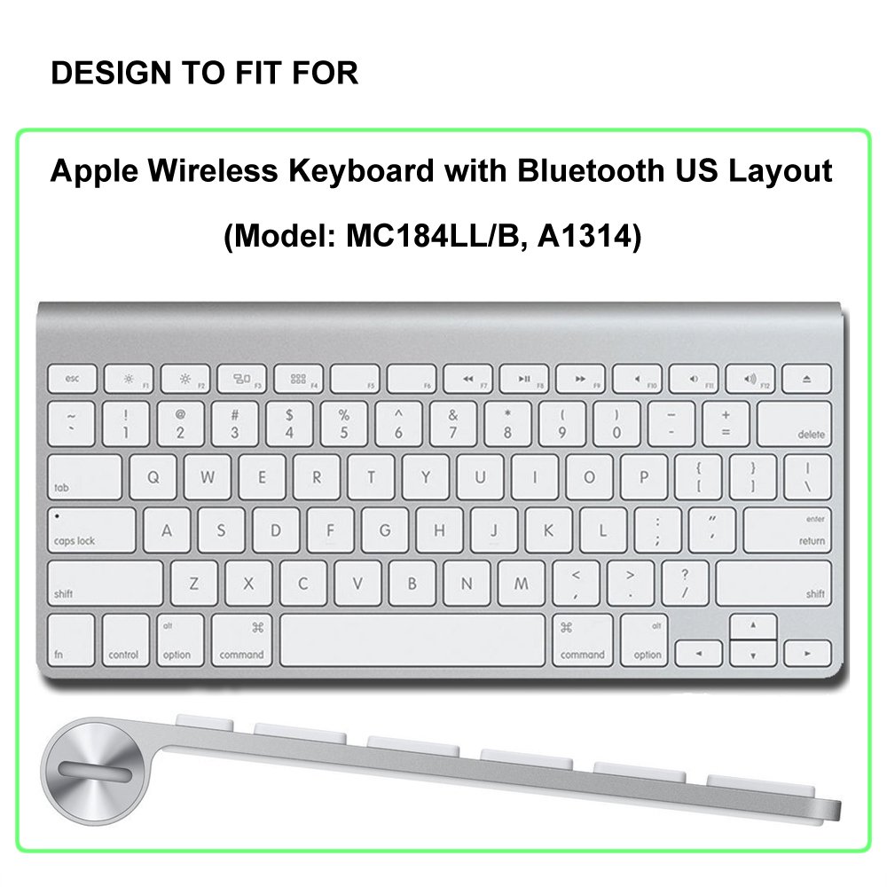 ProElife Ultra Thin Silicone Keyboard Protector Cover Skin for Apple Wireless Keyboard with Bluetooth MC184LL/B (Model A1314, U.S Layout) (Not Fits Magic Keyboard), Transparent