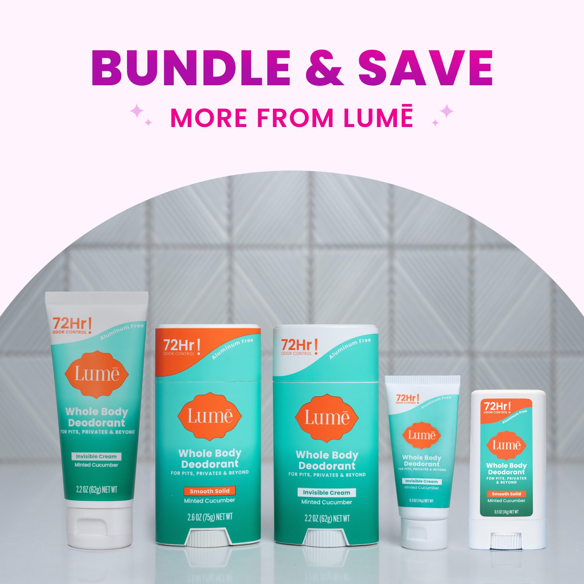 Lume Whole Body Deodorant - Invisible Cream Stick - 72 Hour Odor Control - Aluminum Free, Baking Soda Free, Skin Safe - 2.2 Ounce (Minted Cucumber)