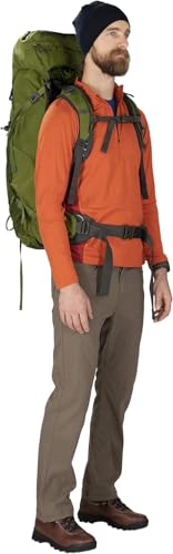 Osprey Aether 55L Men's Backpacking Backpack, Garlic Mustard Green, S/M