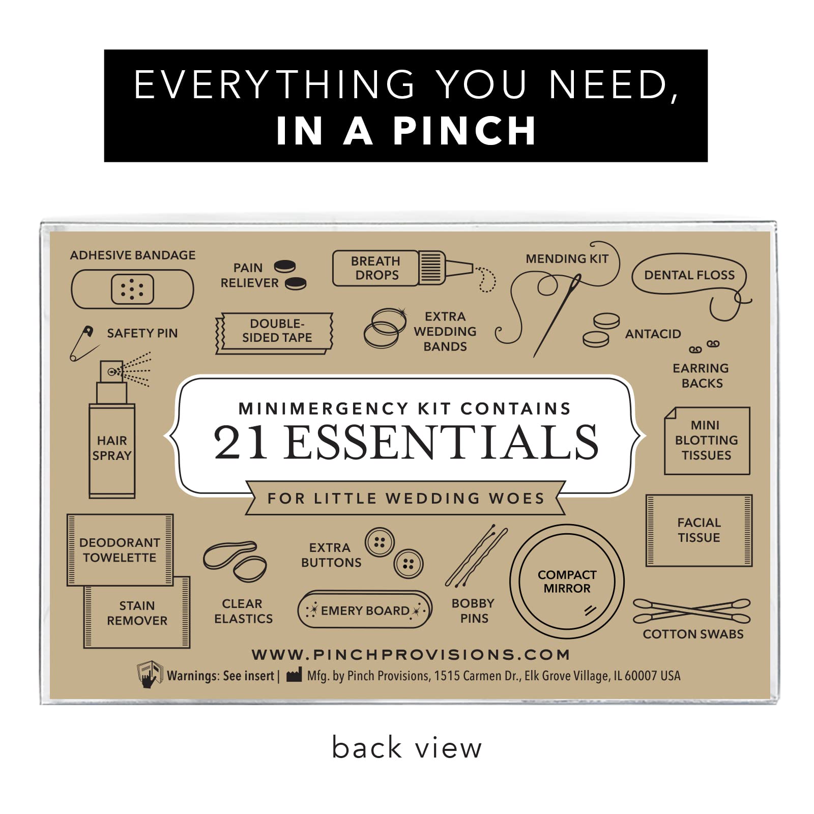 Pinch Provisions Minimergency Kit for Brides, Velvet Sage, Includes 21 Must-Have Emergency Essential Items for Your Big Wedding Day, Compact, Multi-Functional Zipper Pouch, Perfect Survival Kit Gift