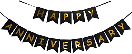 ZoZac Happy Anniversary Banner Party Hanging Paper Fans Decoration for Birthday Wedding Party