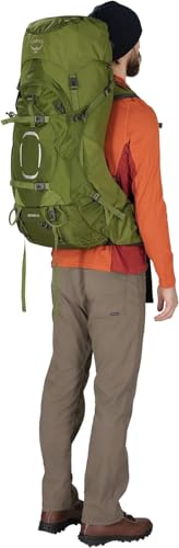Osprey Aether 55L Men's Backpacking Backpack, Garlic Mustard Green, S/M
