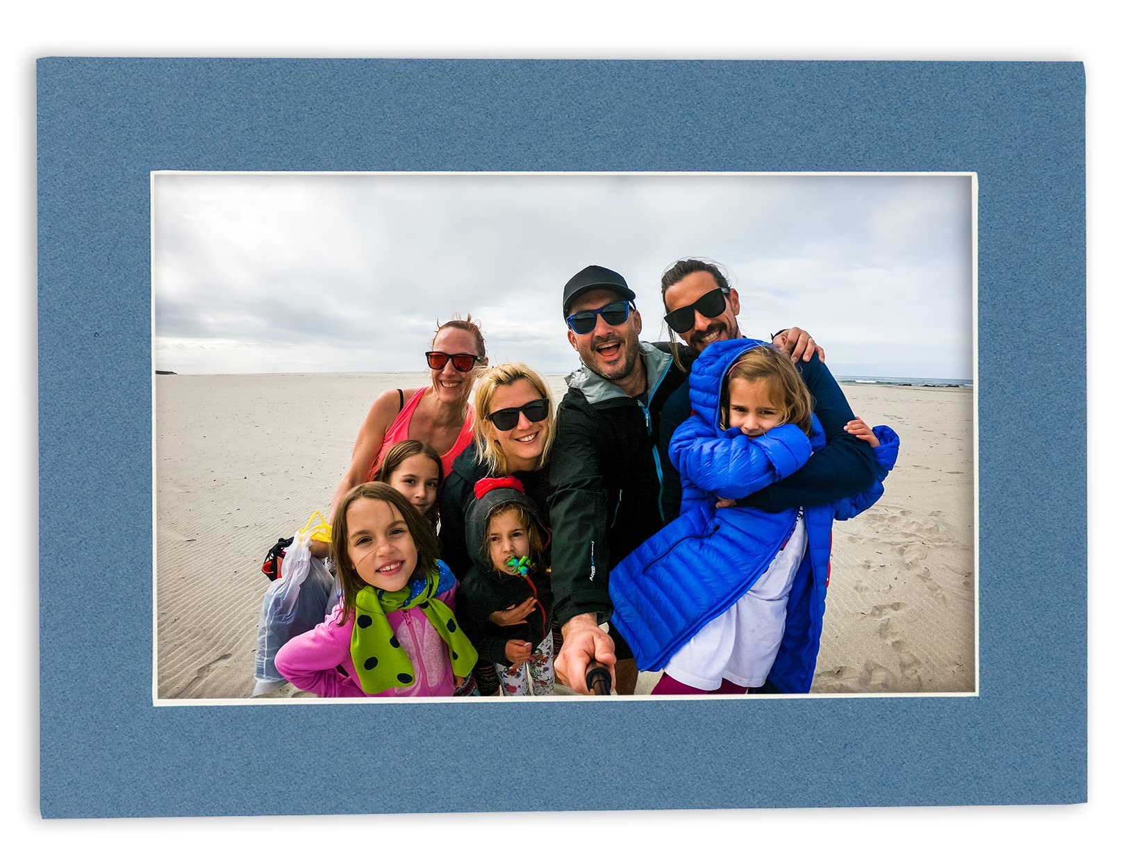 8x10 Mat Bevel Cut for 5x7 Photos - Acid Free Steel Blue Precut Matboard - for Pictures, Photos, Framing - 4-ply Thickness