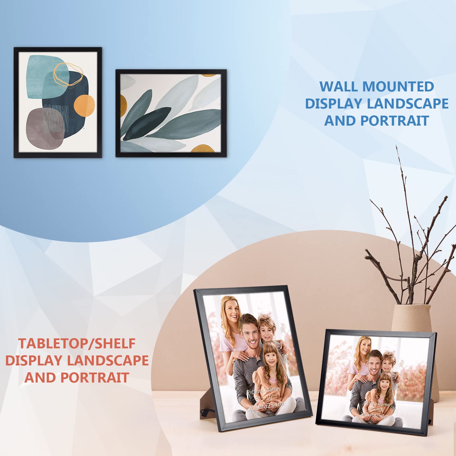 WIFTREY Black 8x10 Picture Frame Set of 18, Multi Photo Frames 8 by 10 Bulk for Wall Hanging or Tabletop Display