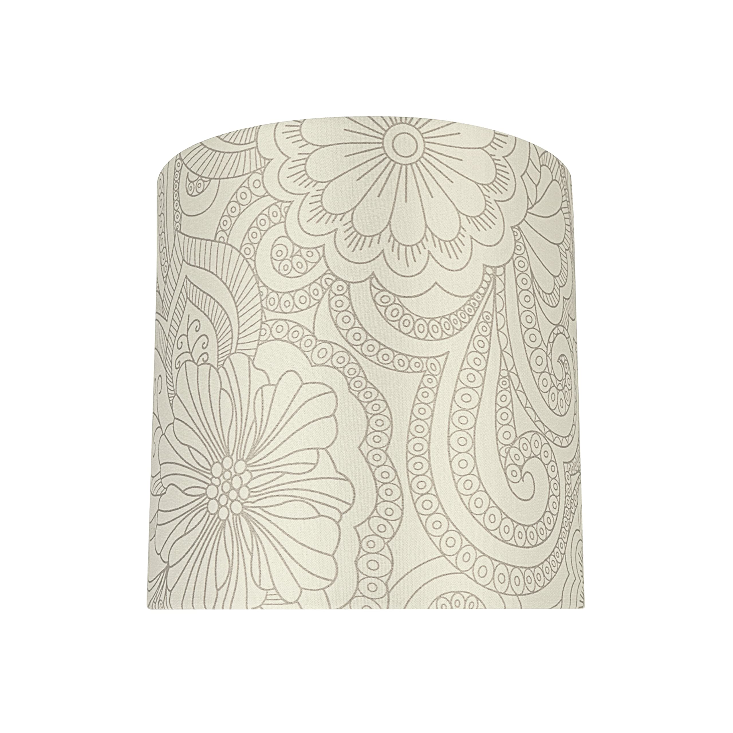Aspen Creative 58402, Drum Uno Lamp Shade, White & Grey, 10" Top x 10" Bottom x 10" Height, Slip UNO 36mm